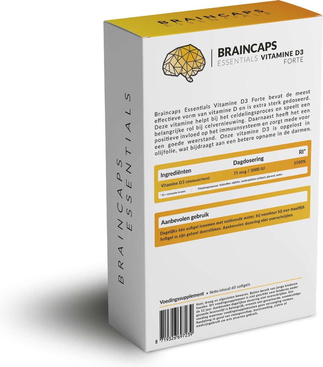 Braincaps Vitamine D3 Forte - Best opneembare vorm - Extra sterk ...