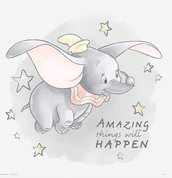 Dumbo prent Disney olifant vliegen kinderkamer luxe papier 30 x 30 cm ...