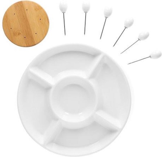 Excellent Houseware Serveerplank voor hapjes/saus/tapas - porselein - 5 ...