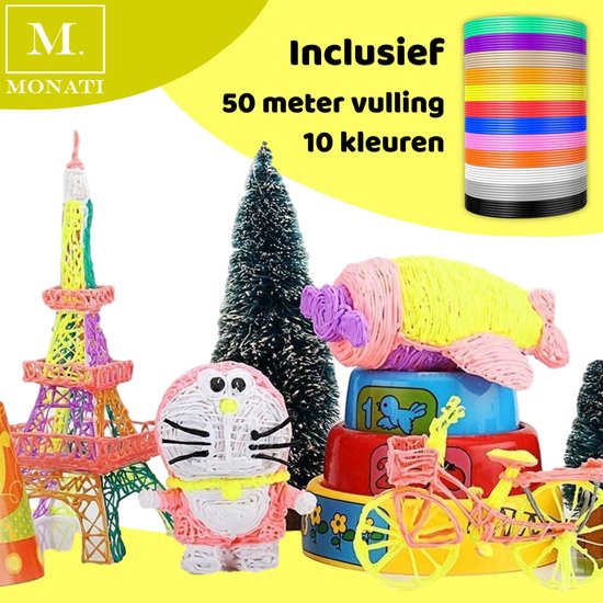 Monati™ 3D pen starterspakket - Inclusief 50m vullingen - Knutselen ...