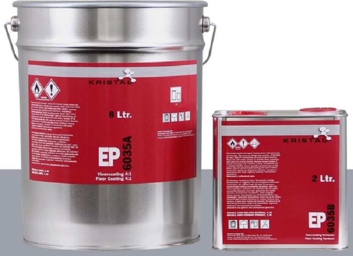 Kristal 2K EP epoxy vloercoating telegrijs - (RAL 7046) per 10 liter ...