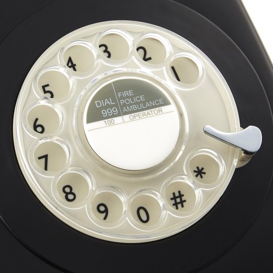 Gpo 746 Retro Vaste Telefoon Met Draaischijf Toonkiezend Zwart Bol