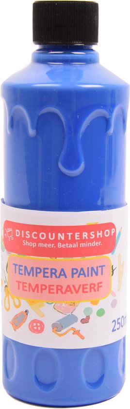 Tempera verf 250 ML - 6 stuks - Blauw - Geel - Groen - Rood - Wit ...