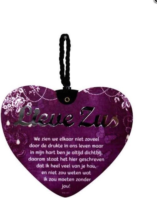 Liefdes hart Lieve zus we zien .... met een pakkende tekst - MDF ...