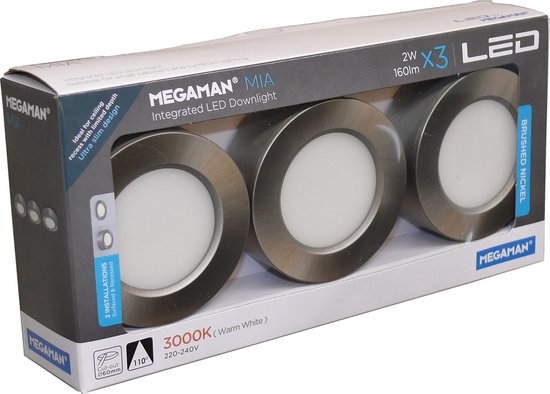 Megaman LED spot 3x2W / Inbouw of opbouw RVS Look | bol