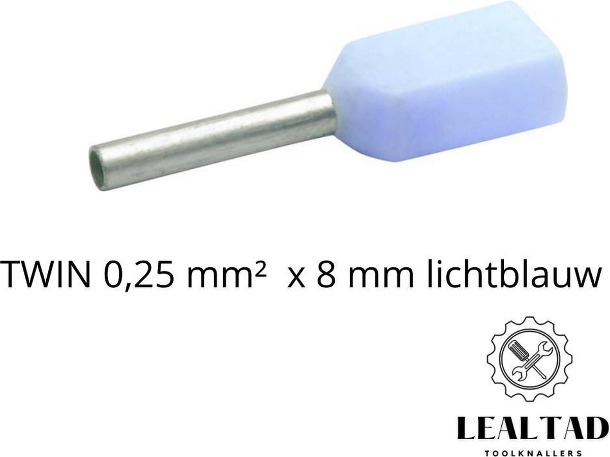 Adereindhuls dubbel 0,25 mm² x 8 mm paars 100 stuks |Ferrule ...