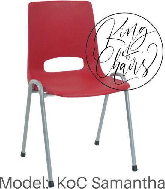 KoC Samantha rood met zilvergrijs onderstel. Kantinestoel stapelstoel ...