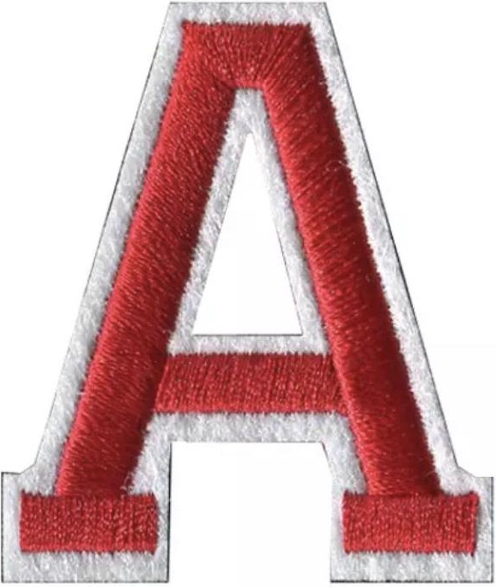 Alfabet Strijk Letter Embleem Patch Rood Wit Dun Randje 4 cm / Letter A ...