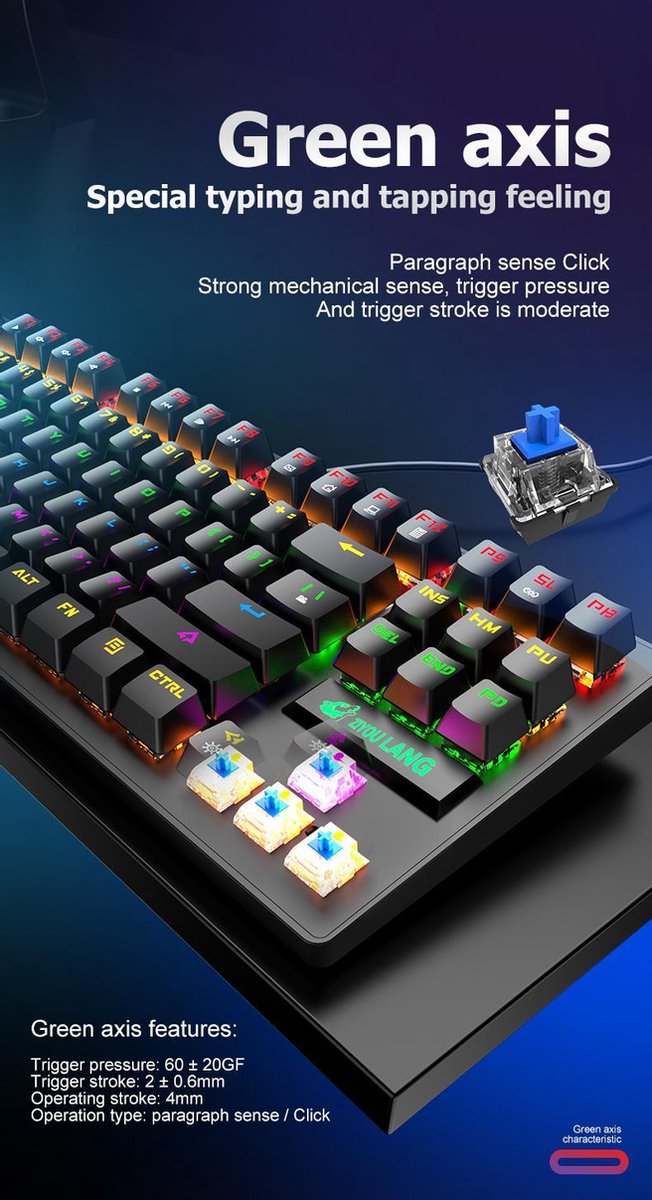 Clavier de jeu mécanique TKL ZIYOU LANG K2 RGB - Wikiwand - interrupteur bleu -... | bol.com