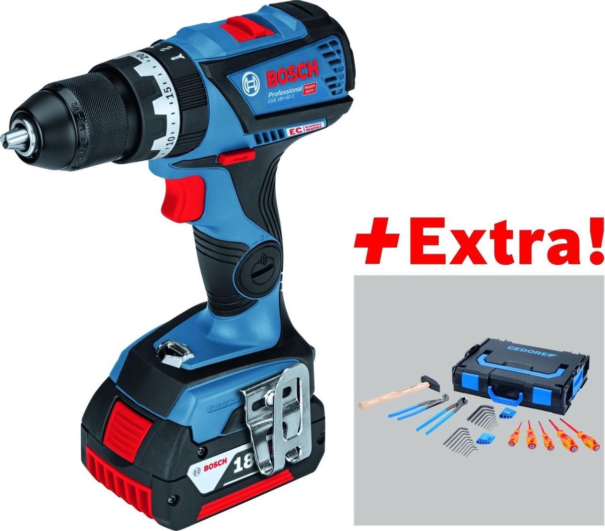 Bosch GSB 18V-60 C 18V Li-Ion accu klopboor-/schroefmachine set in L ...