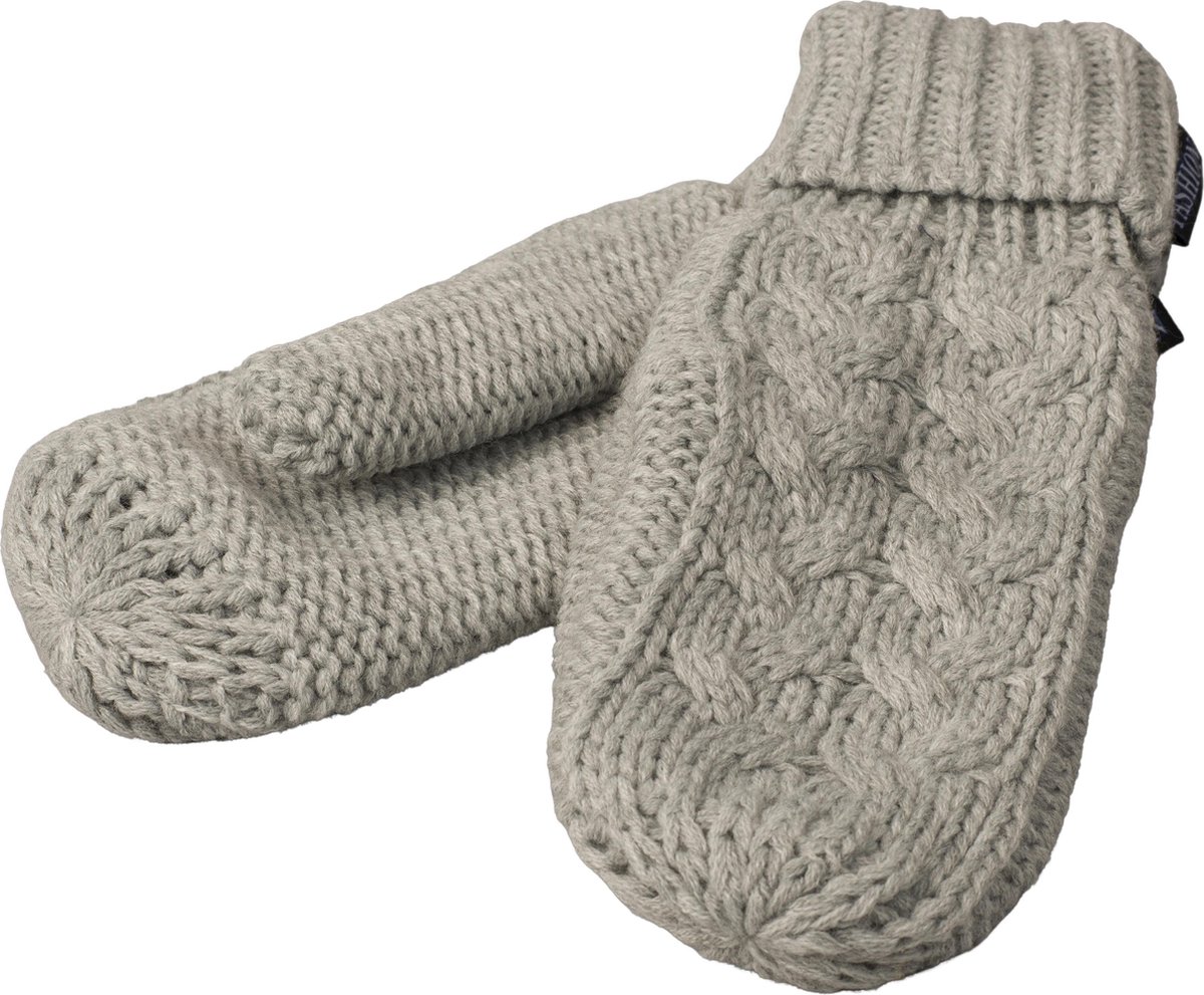 Dames Wanten - Gebreid met Fleece Binnenin - One Size - Licht Grijs | bol