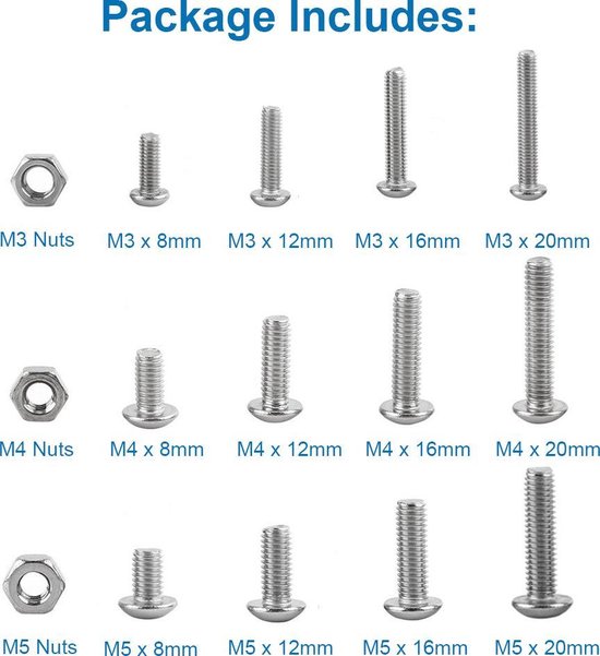MMOBIEL 440 st. ISO 7380-2 Roestvrij Schroeven en Moeren set ...
