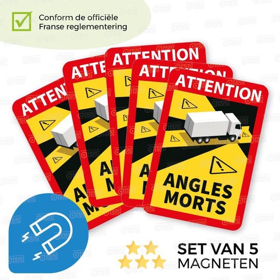 Set van 5ex Dode hoek Magneetsticker - Officiële dode hoek Magneetplaat ...