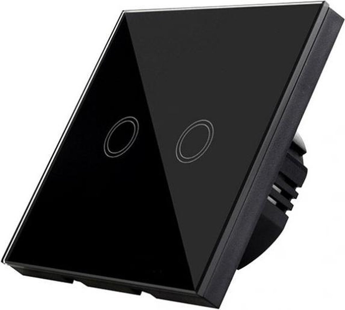 Elegante dubbele touch lichtschakelaar van gehard glas - zwart | bol.com