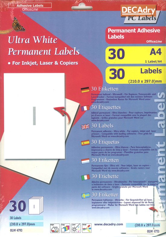 Decadry Etiketten / Labels 210 x 297 mm | bol