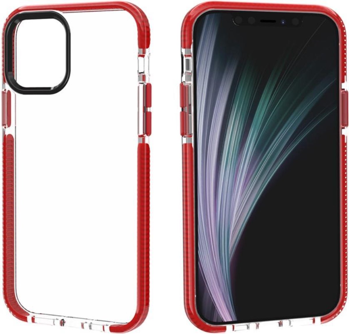 Compacte softcase met rode omranding iPhone 12 Mini - transparant | bol.com