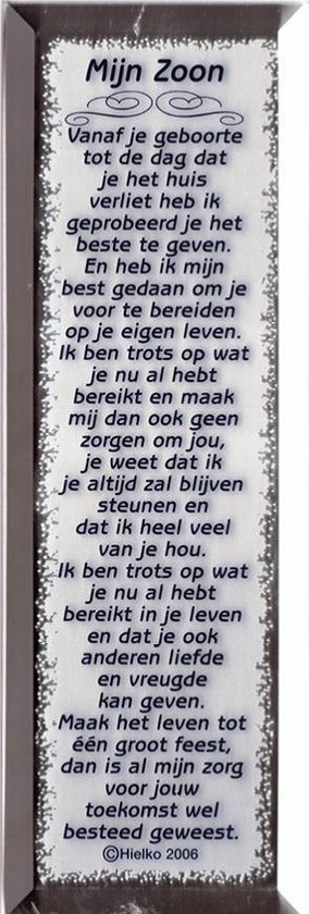 Tekst spiegel mijn zoon (Vanaf je geboorte tot de dag ...) | bol.com