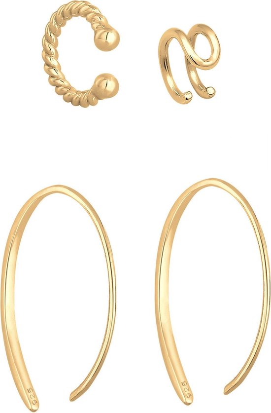 Elli Oorbellen Set oorring Earcuff Basic Blogger Trend 925 Sterling Zilver verguld | bol.com