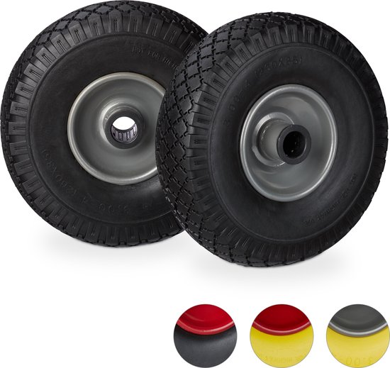 roue de diable relaxdays - jeu de 2 pièces - jante acier - anti ...