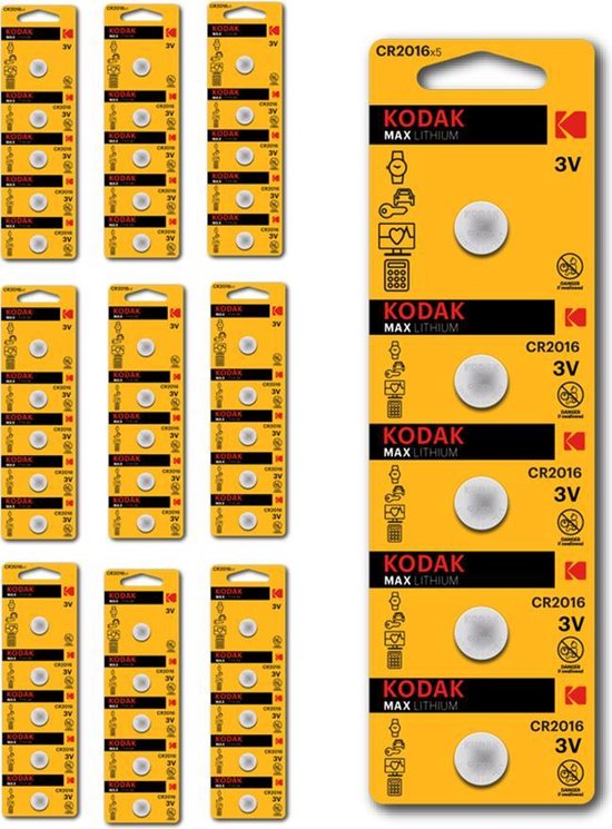 Kodak Max CR2016 3V Lithium knoopcel - 50 Stuks (10 Blisters a 5St) | bol.