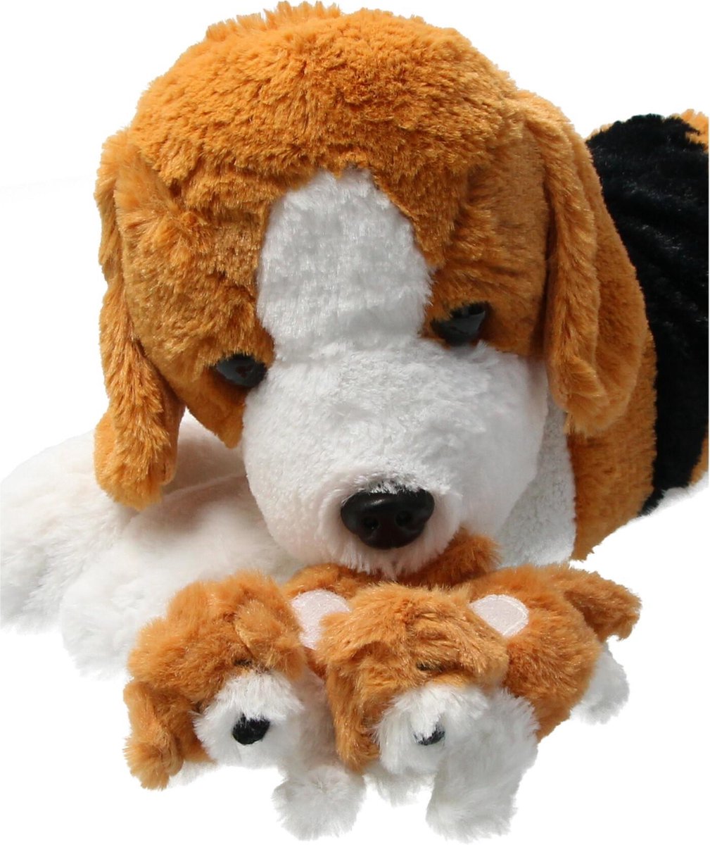 Sunkid Pluche moederhond 2 Puppy’s Knuffeldier 40cm | bol.com