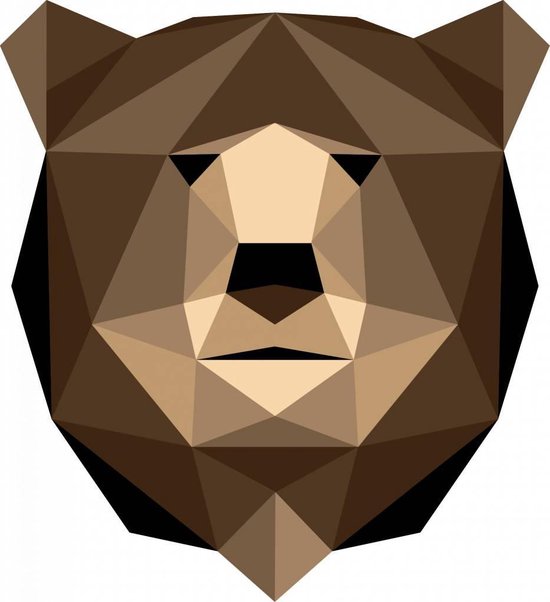 Origami veelhoekige beer muursticker | bol.com