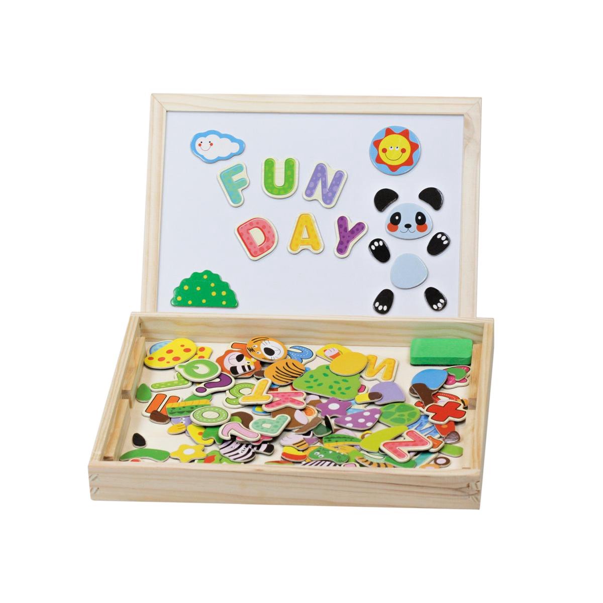 Tableau à dessin de tableau blanc en bois avec lettres et chiffres ABC ...