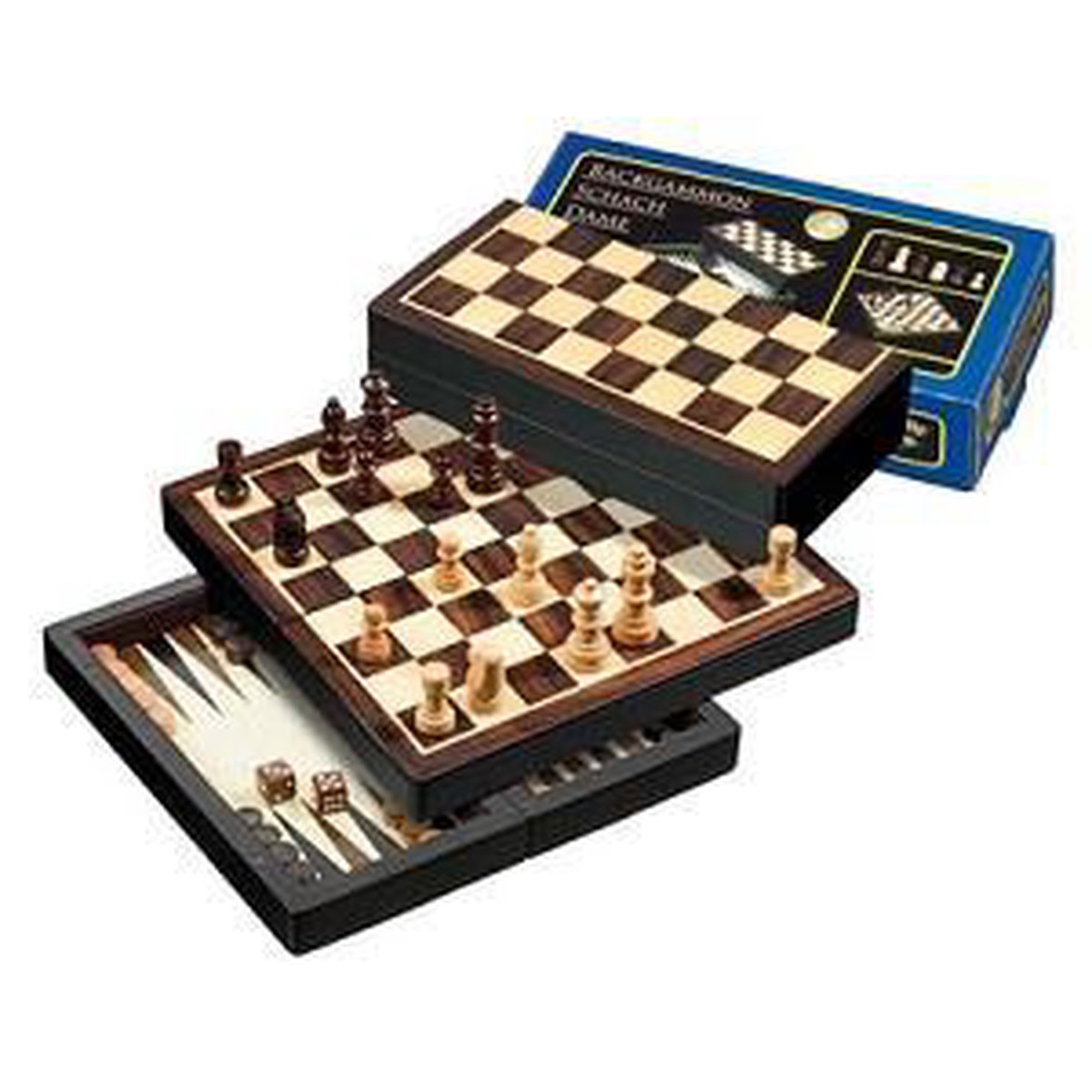 Philos Reis Schaak/Dam/Backgammon Kassette Veld 22 mm, Koningshoogte 42 ...