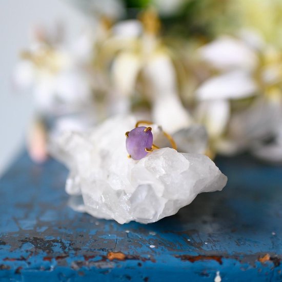 Edelsteen Ring Amethist 925 Zilver & Verguld “Perception” | bol