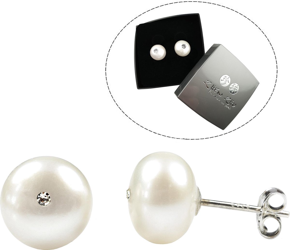 Cadeau set zoetwaterparel oorbellen Bling Mea One Box - echte parels ...