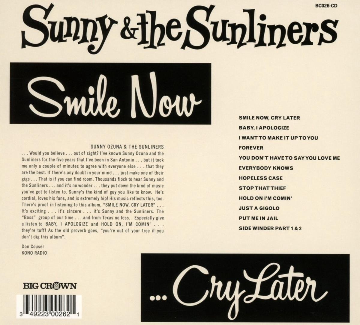 Sunny & The Sunliners - Smile Now, Cry Later (CD), Sunny & The ...