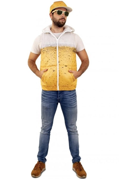 Bodywarmer bier mt.L - biertje gele rakker body warmer carnaval thema ...
