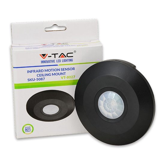 V-Tac Bewegingsmelder / PIR sensor Opbouw | Zwart | bol