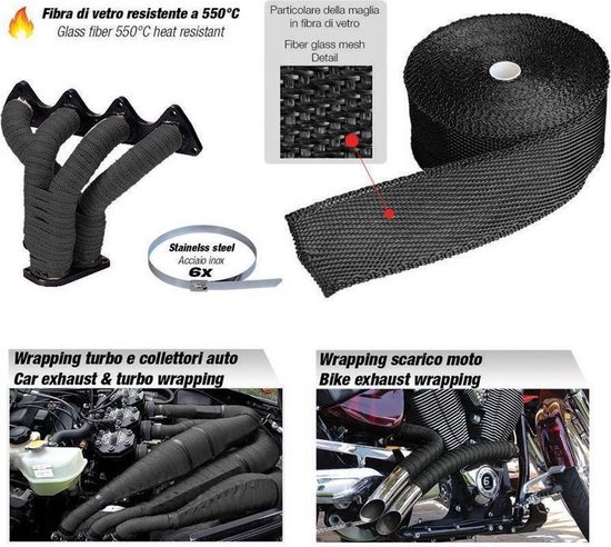 Simoni Racing Uitlaat Thermo Wrap Kit - 508mm X 15,24mtr + 6 Clips ...