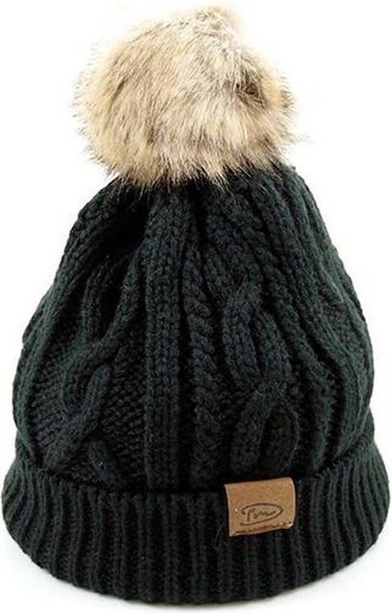 Gevoerde zwarte muts met pompon | Bailey | bol.com