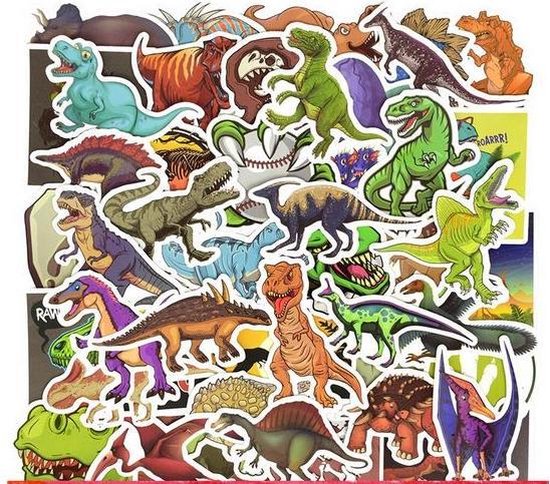 50 stuks dinosaurus stickers 3x7 cm | bol.com