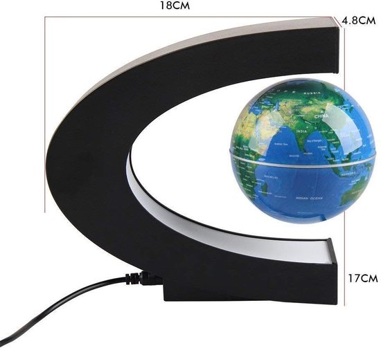 zwevende wereldbol - magnetische wereldbol - led verlichting - Blauw ...