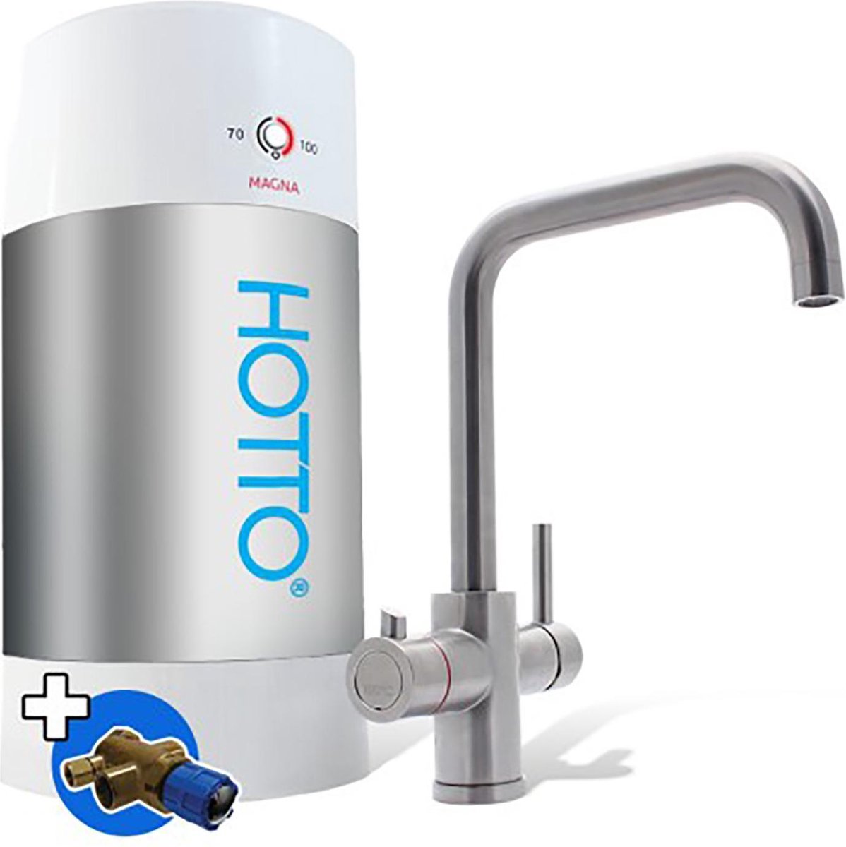 HOTTO met RVS rechte kraan Quadro, boiler 8 liter inclusief ...