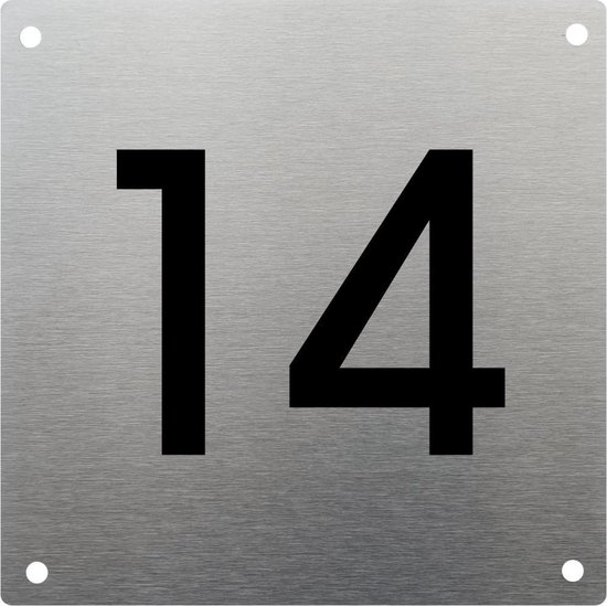 RVS huisnummer 15x15cm nummer 14 | bol