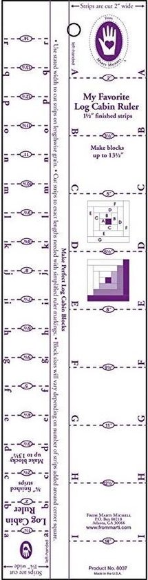 Marti Michell Quilt Ruler Liniaal 8037 My Favorite Log Cabin 1,5 inch ...