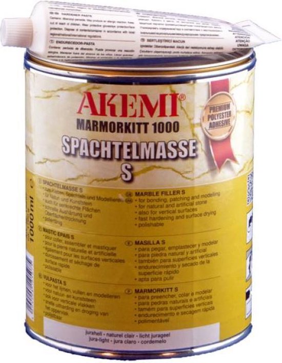 Marmorkitt 1000 S - Dikke stopverf - Akemi - 1 L Grijs / neutraal | bol.com