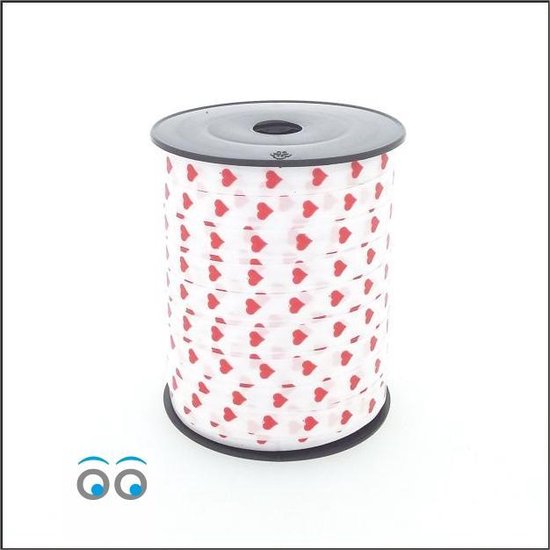 Premium Krullint - Versierlint - Inpaklint - Rode Hartjes - 10mm x 250 ...