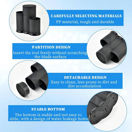 Rond messenblok 3-in-1 opbergstandaard voor keukenmessen met ...