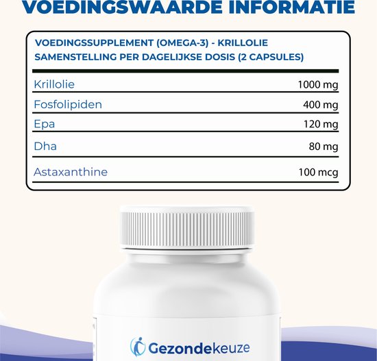 Krillolie - Gezondekeuze - Voedingssupplement - Rijk aan omega-3 - 60 ...