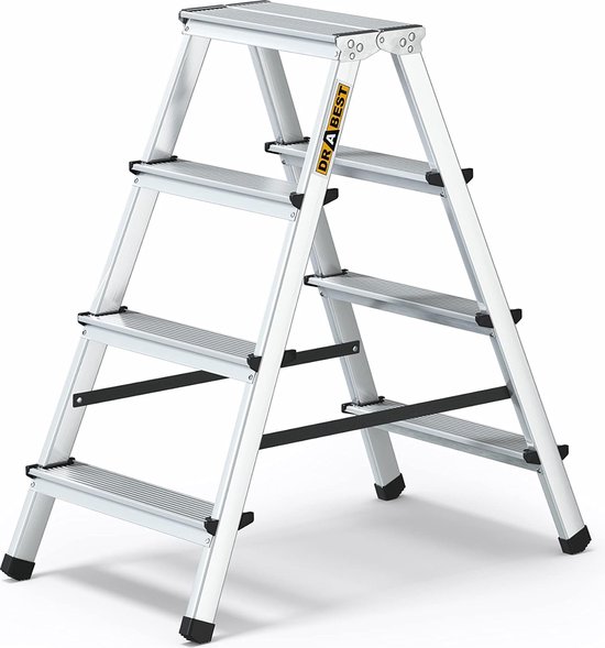 Keukentrap Aluminium Dubbelzijdige Huishoudladder Capaciteit 125kg - 4 ...