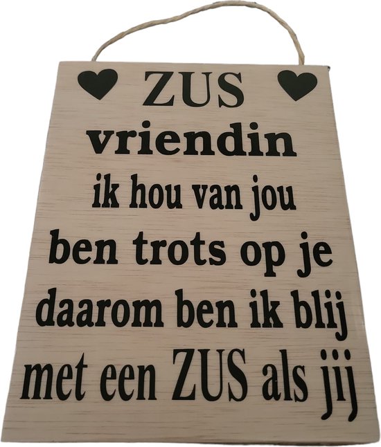 Houten tekstbord, zus, timmerplaat, merkloos | bol