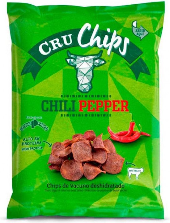 Cruchips Chili Pepper | Meat Chips | Protein Snack | 6 x 25 gram | bol