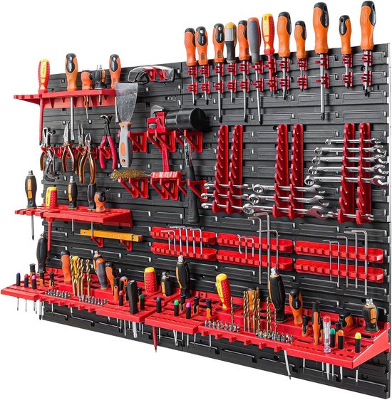 Tool Wall Set of 58 Tool Holders in Panels - 115 x 78 cm Plastic Wall ...