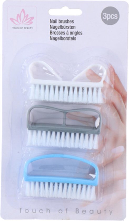 3x Nagelborstel - Touch of Beauty - Diverse Kleuren | bol