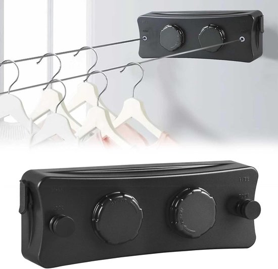 5.1 m Stainless Steel Retractable Clothesline Wall Mounted Drying ...